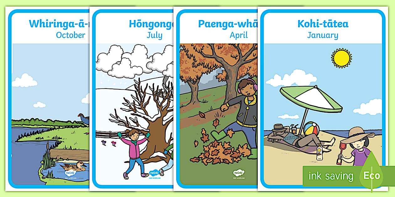 NZ Months and Seasons Display Posters (teacher made)