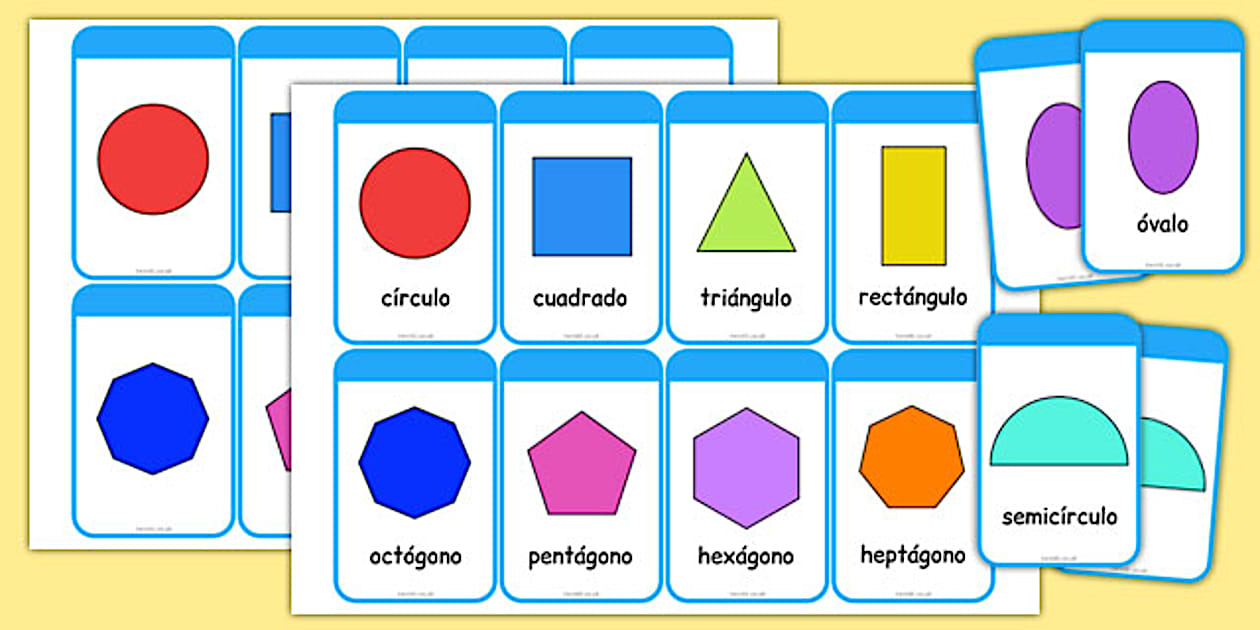 Black and White 2D Shape Cards Spanish (teacher made)