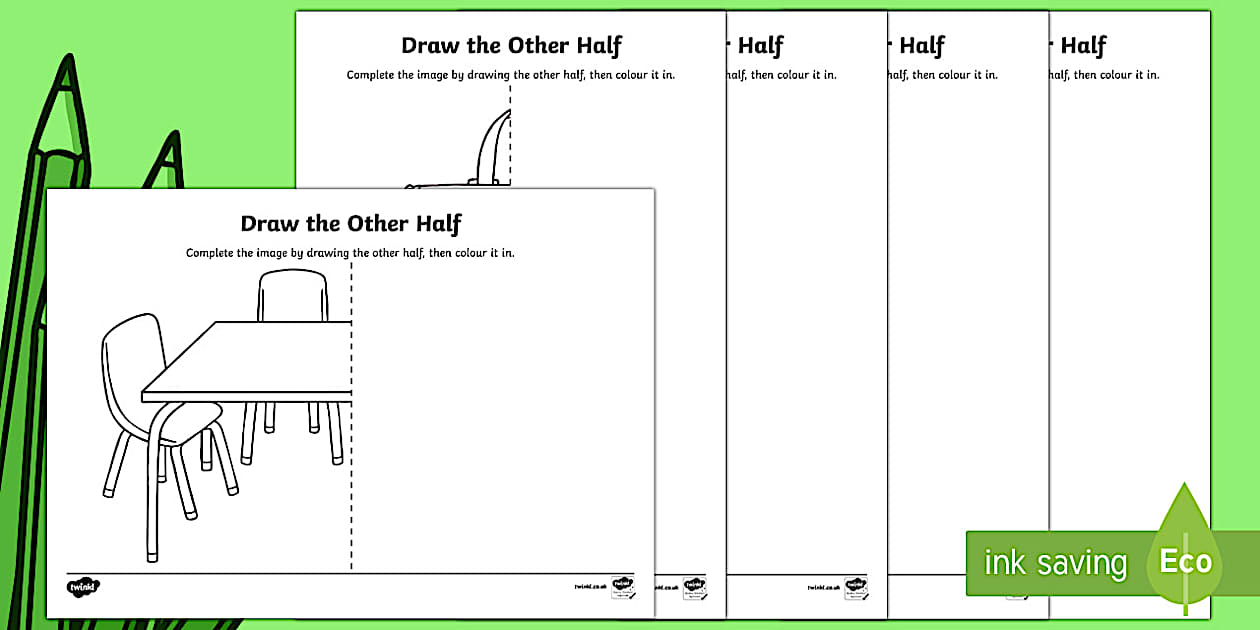 Back to School Draw the Other Half Worksheet / Worksheet