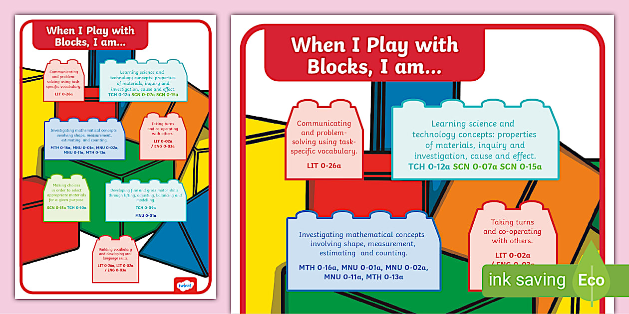 When I Play with Blocks Display Poster ELC (teacher made)