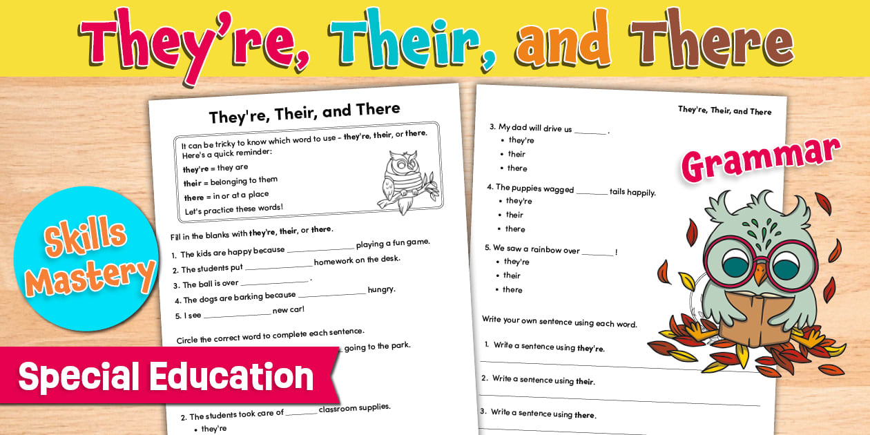 They’re, Their, and There Worksheet for Special Education