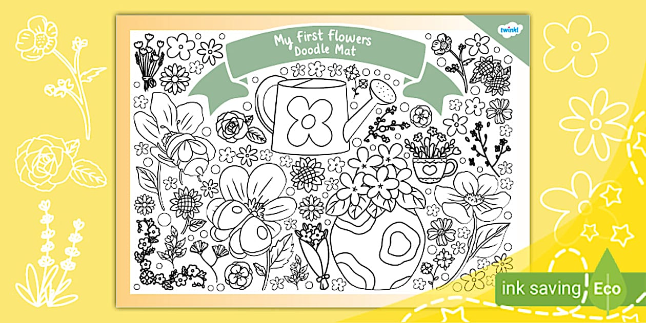 My First Flowers Doodle Mat (teacher made) - Twinkl