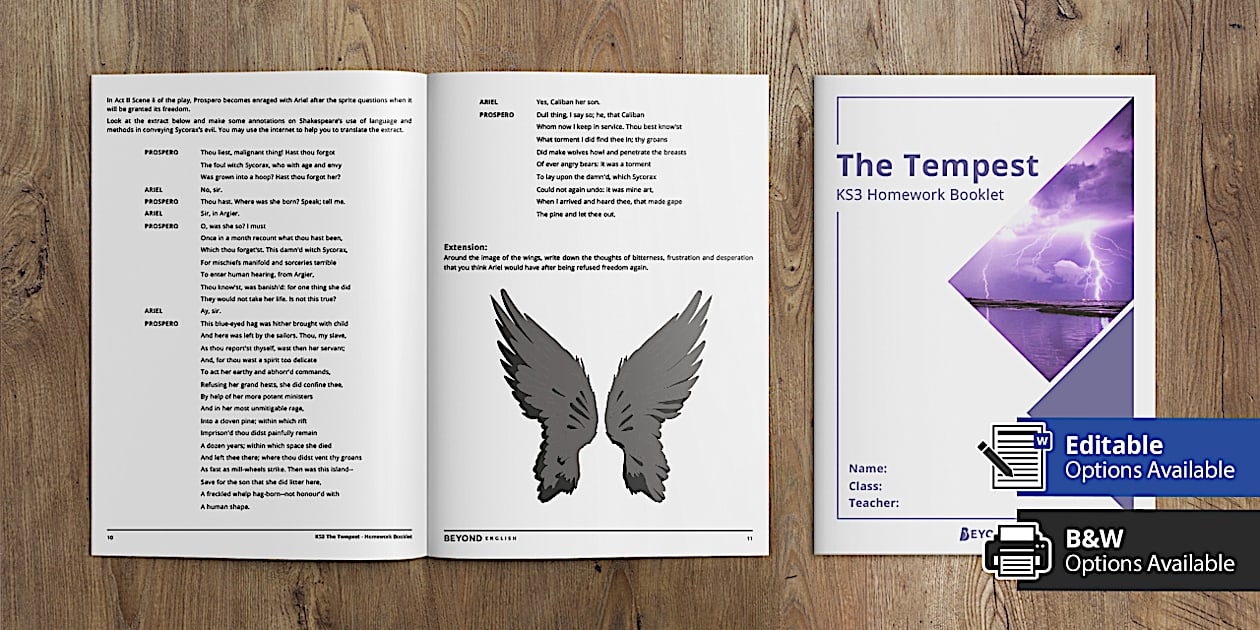 The Tempest Homework Tasks | KS3 Booklet | Beyond English