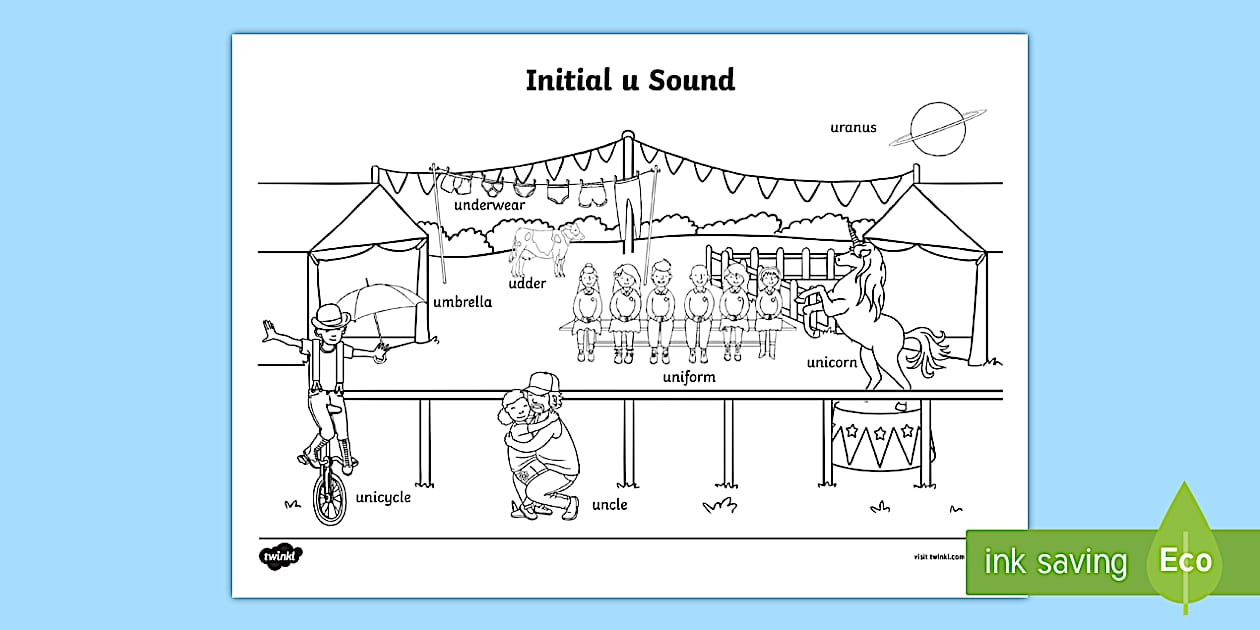 Word Initial U Production Colouring Page - Word Initial v Production ...