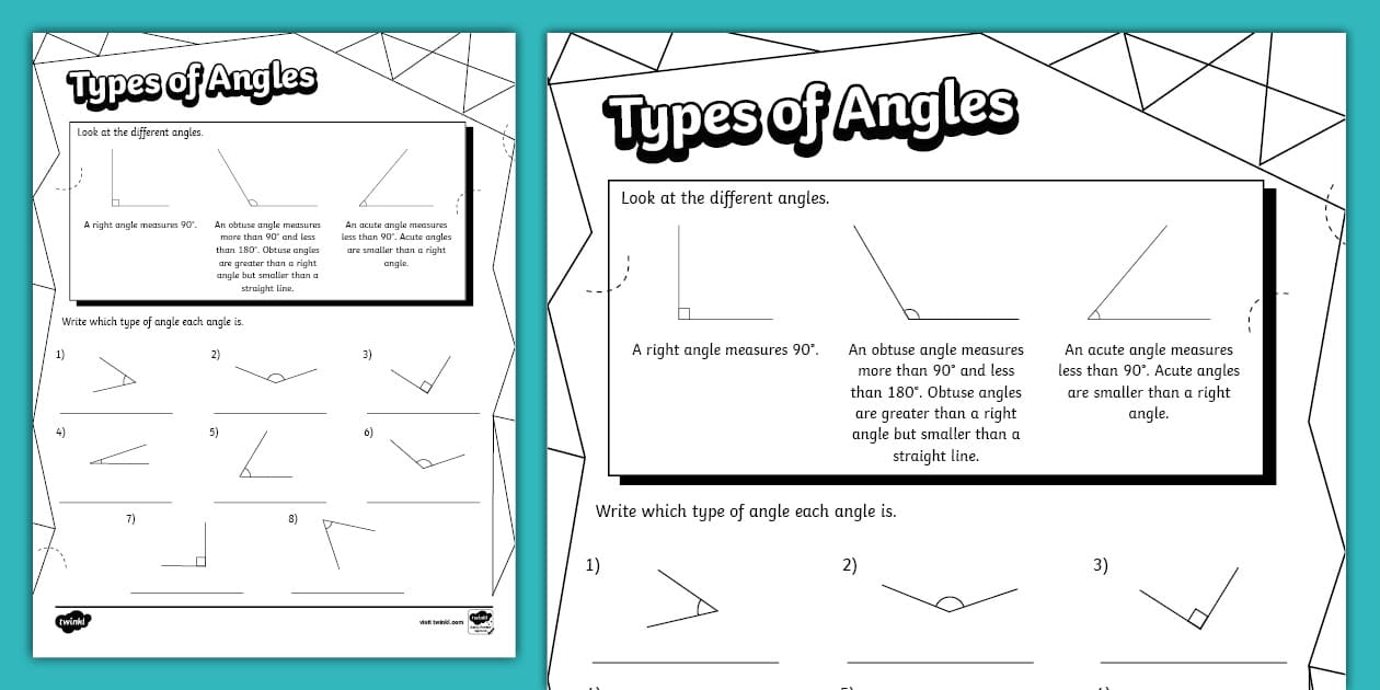Fourth Grade Types of Angles Worksheet (teacher made)
