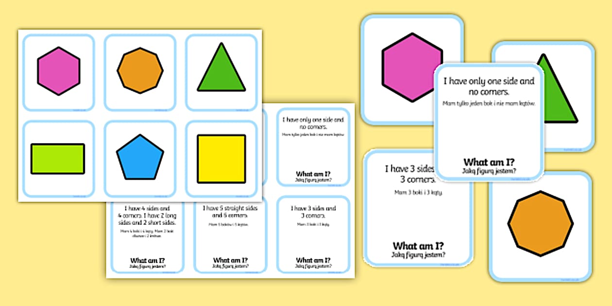 2D Shape Matching Cards English/Polish - 2D Shape Matching Cards