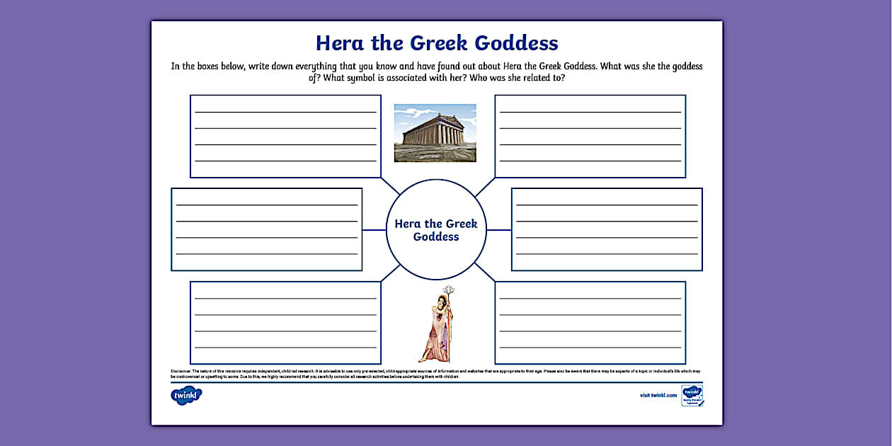 Hera the Greek Goddess Mind Map (Teacher-Made) - Twinkl