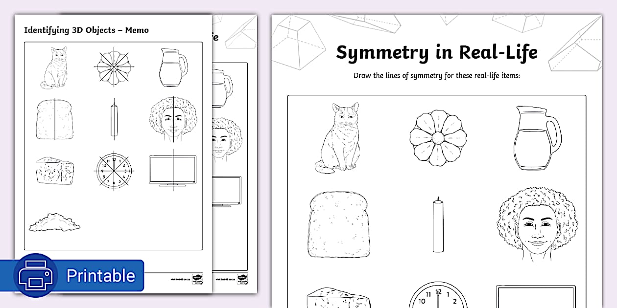 Symmetry in Real Life - Activity Sheet (teacher made)