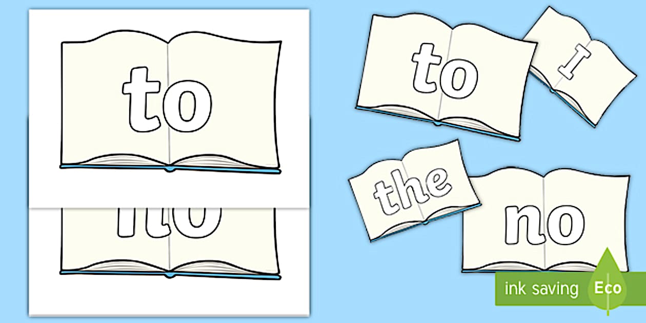 Phase 2 to 5 Tricky Words on Books Display Cut-Outs - Twinkl