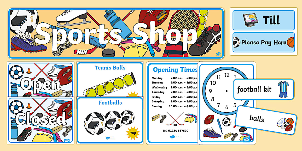 Editable Sports Shop Role Play Pack (Hecho por educadores)