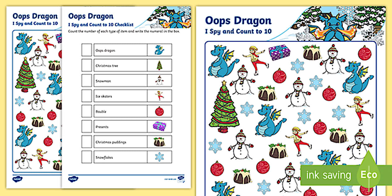 👉 Oops Dragon I Spy and Count Activity to 10 - Twinkl