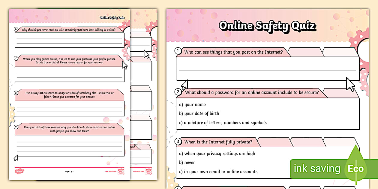 KS2 Online Safety Paper Quiz - Computing