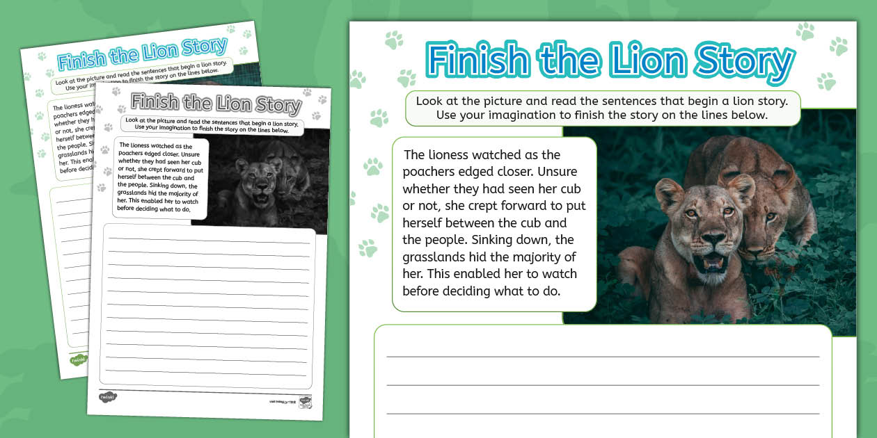 * NEW * Finish the Lion Story Writing Template - Twinkl