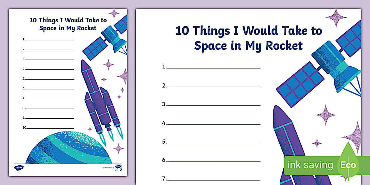 10 Things I Would Take to Space In My Rocket Writing Frame
