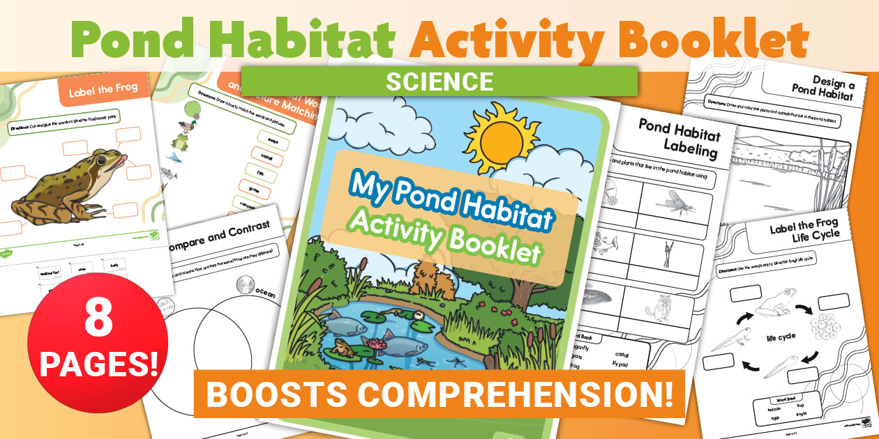 Pond Habitat Activity Booklet for K-1st Grade - Twinkl