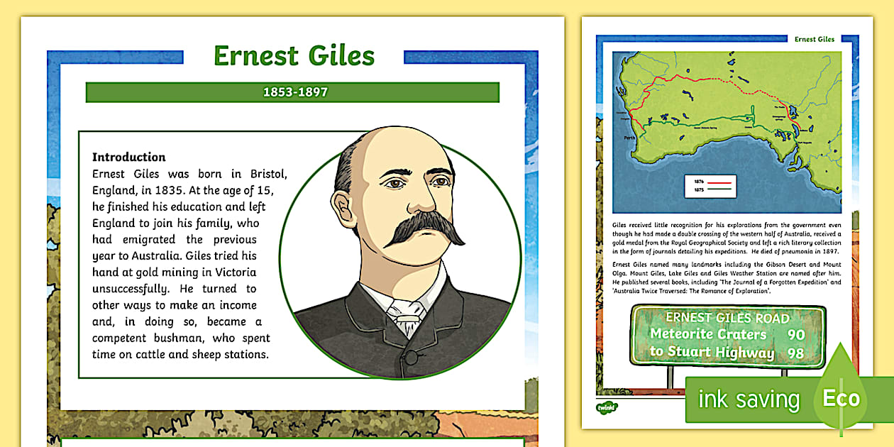 Australian Early Inland Explorers – Ernest Giles Fact File