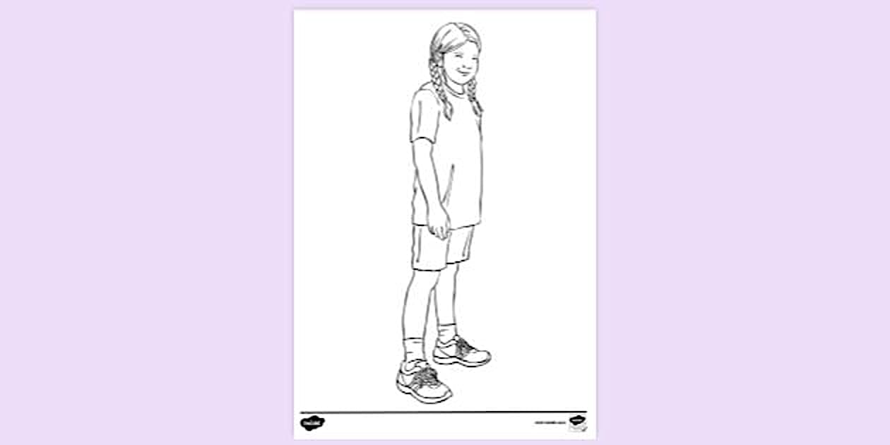 Girl in PE Kit Colouring Sheet | Colouring Sheets - Twinkl