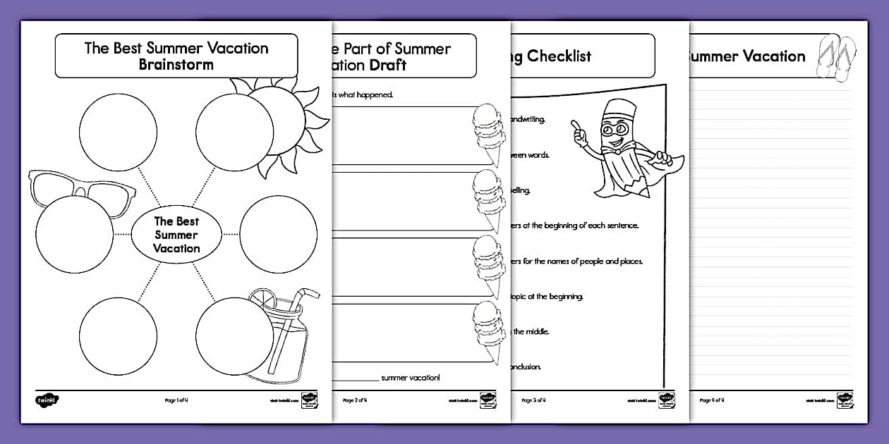 First Grade The Best Summer Vacation Writing Prompt Worksheet