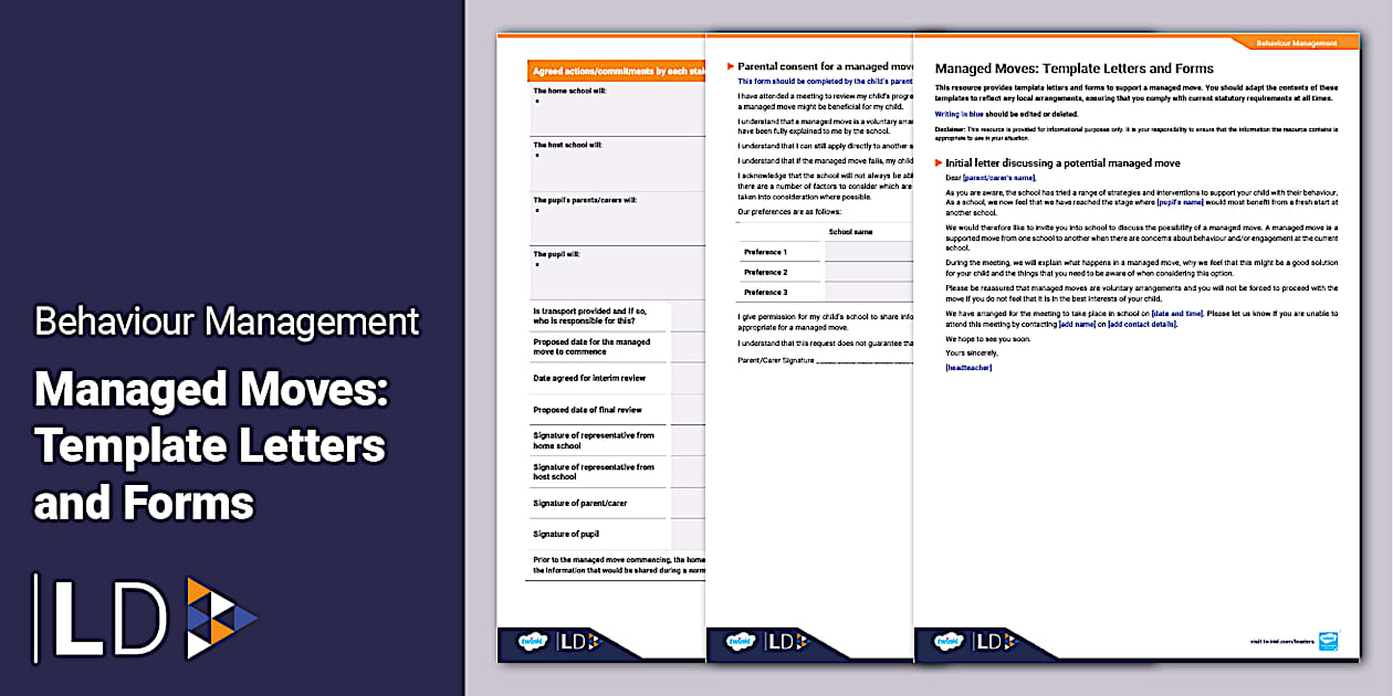 Managed Moves: Template Letters and Forms - Leaders - Twinkl