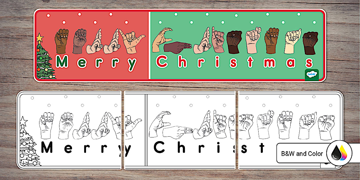 ASL Merry Christmas Banner (Teacher-Made) - Twinkl
