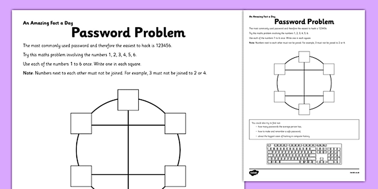 Editable Password Problem Solving Worksheet - Twinkl
