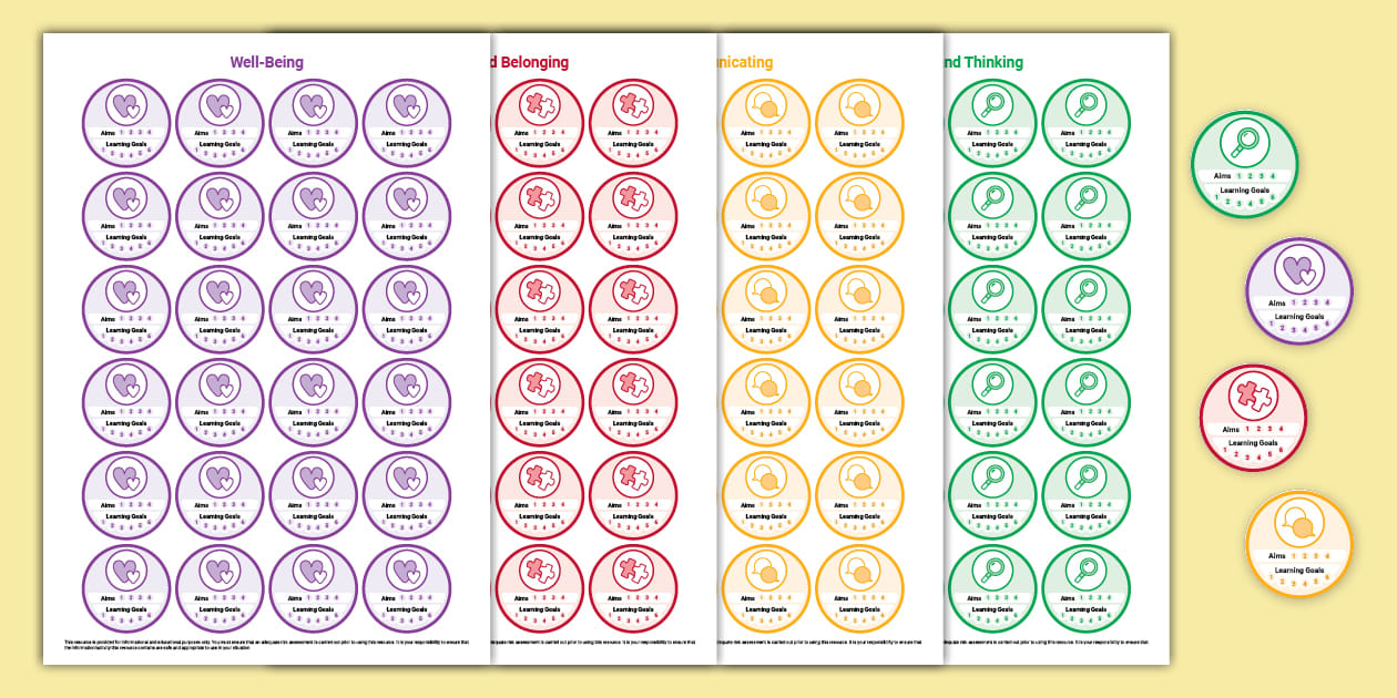 Aistear Aims and Learning Goals Stickers (teacher made)