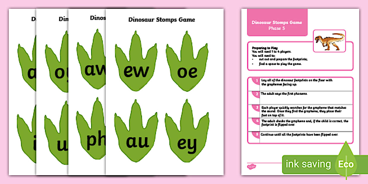 Phase 5 Phonics Dinosaur Stomps Game (teacher made) - Twinkl