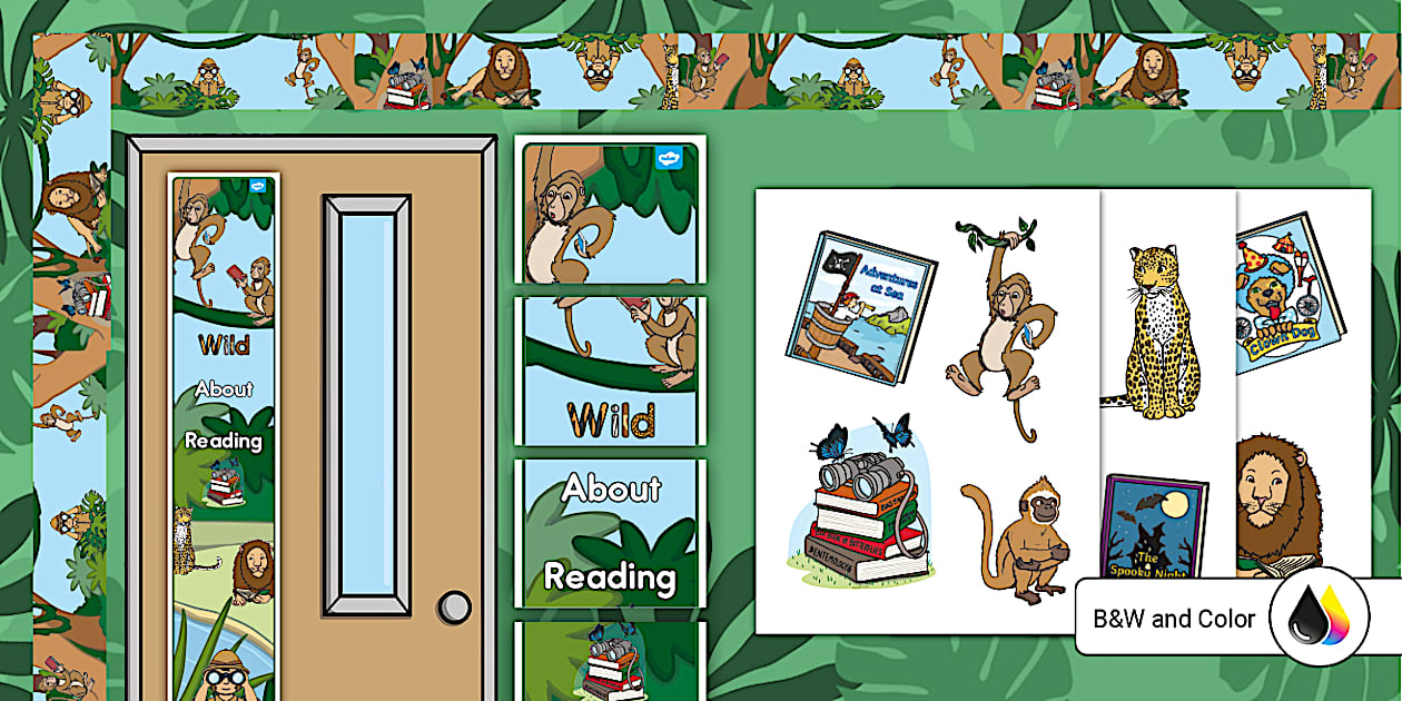 Wild About Reading Door Decorating Pack | Twinkl USA