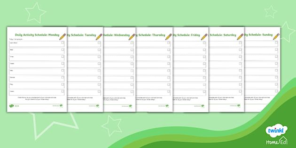 Daily Editable Activity Schedule for Kids at Home - Twinkl