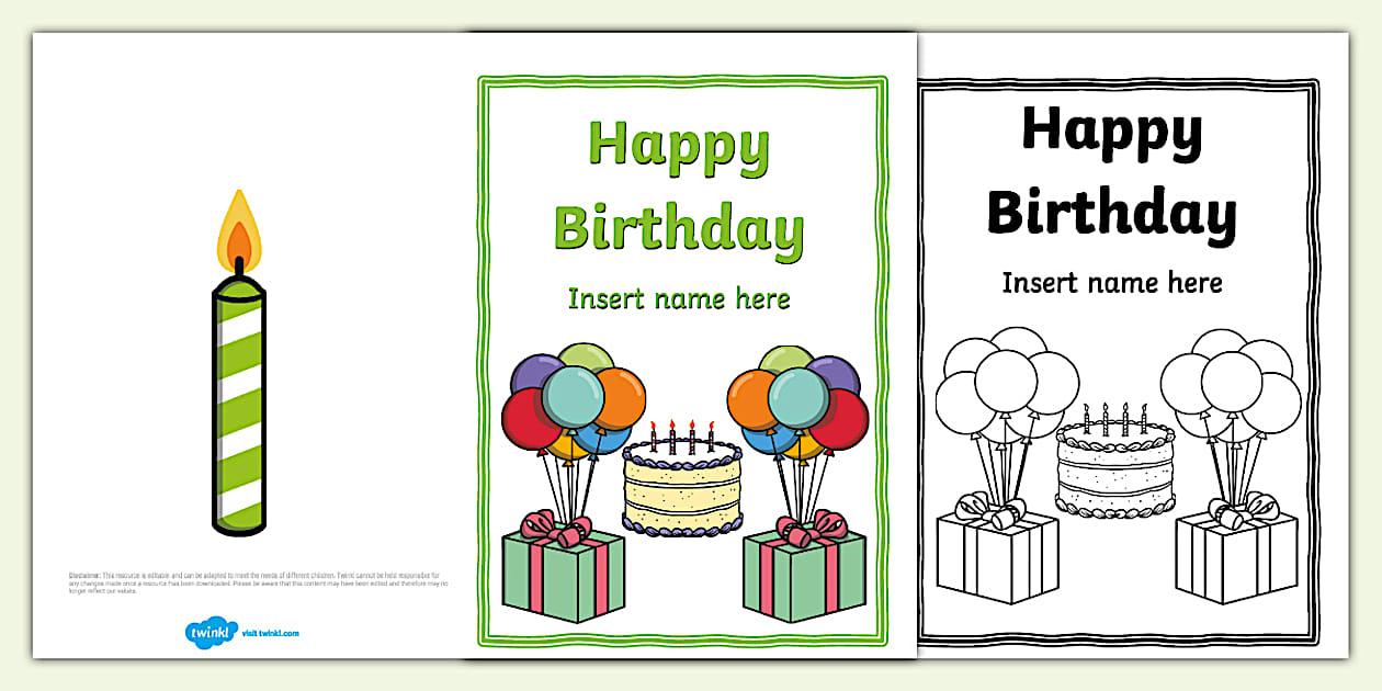 Editable Happy Birthday Card (teacher made) - Twinkl