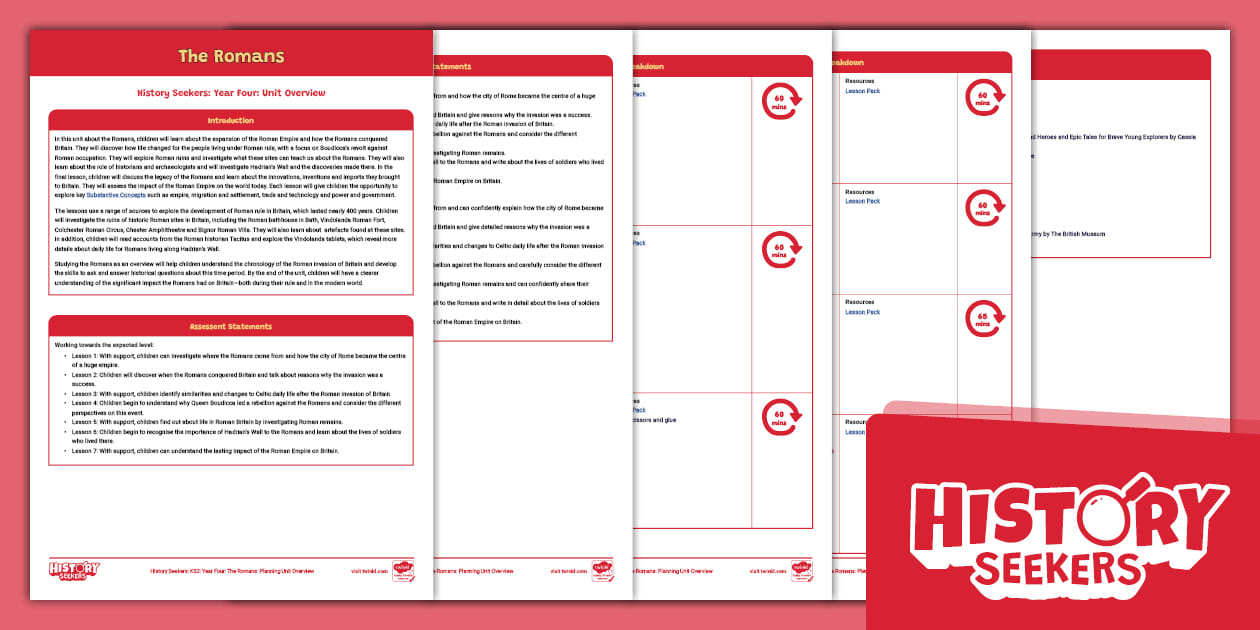 History Seekers: LKS2: The Romans Unit Overview - Twinkl