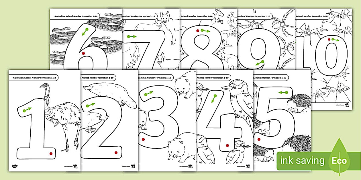 Australian Animal Number Formation 1-10 (teacher made)
