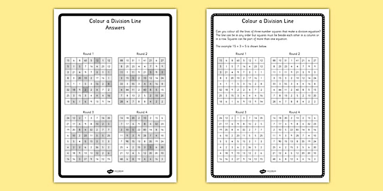 Year 3 Colour the Division Equation (teacher made) - Twinkl