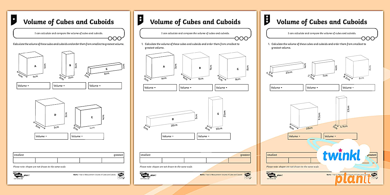 Maths Y6 Measurement Volume of Cubes and Cuboids Home Learning