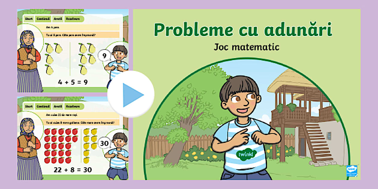 Probleme simple de adunare – PowerPoint - Twinkl