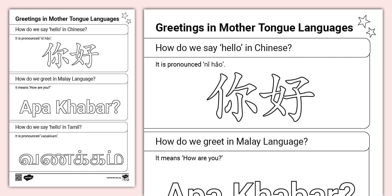 Greetings in Singapore Mother Tongue Languages - Twinkl