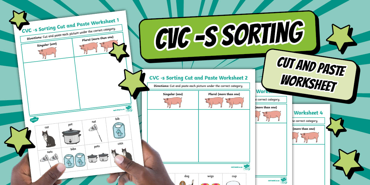 CVC -s Sorting Cut and Paste Worksheet