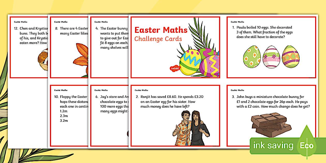 Editable Easter Maths Challenge Cards (Hecho por educadores)