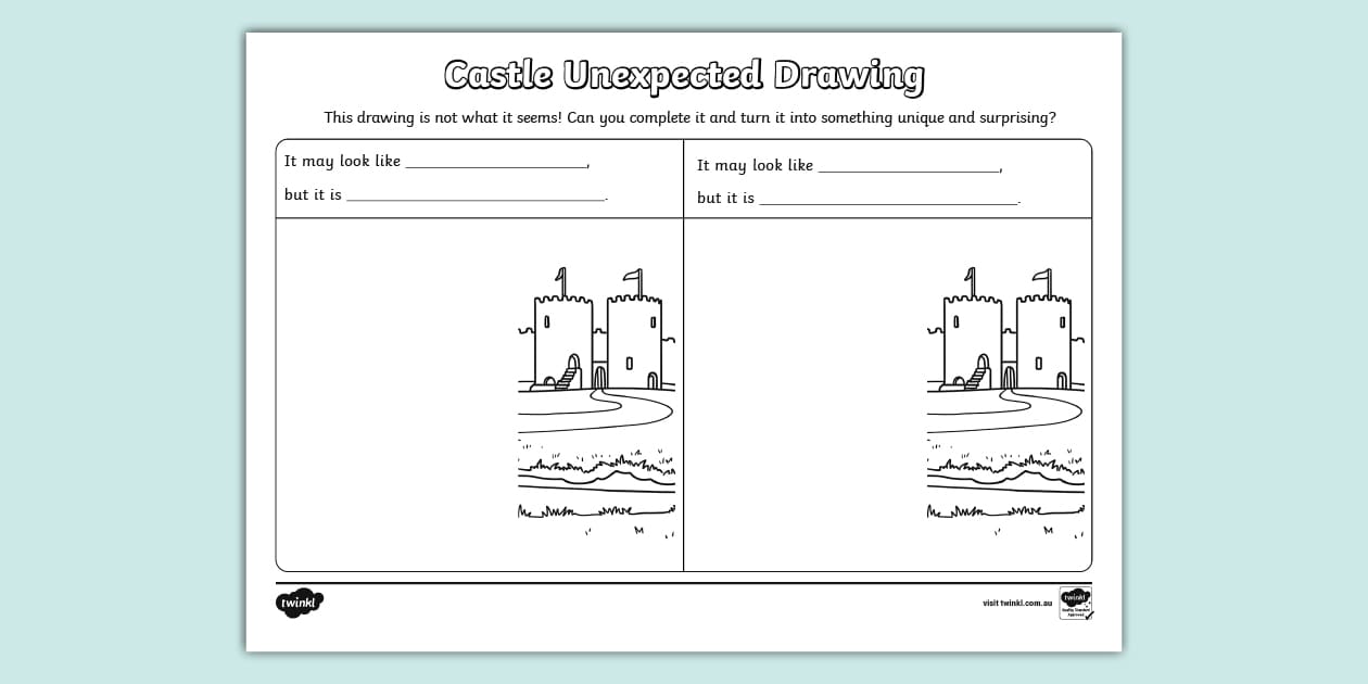 Castle Unexpected Drawing Activity (teacher made) - Twinkl