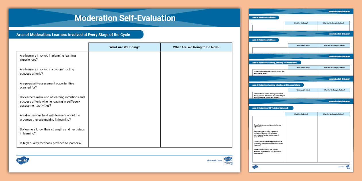 Moderation Self-Evaluation Template (teacher made) - Twinkl