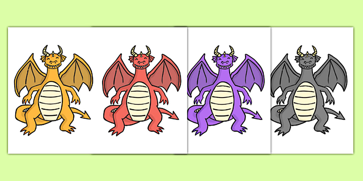 Dragon Cut-Outs (teacher made) - Twinkl