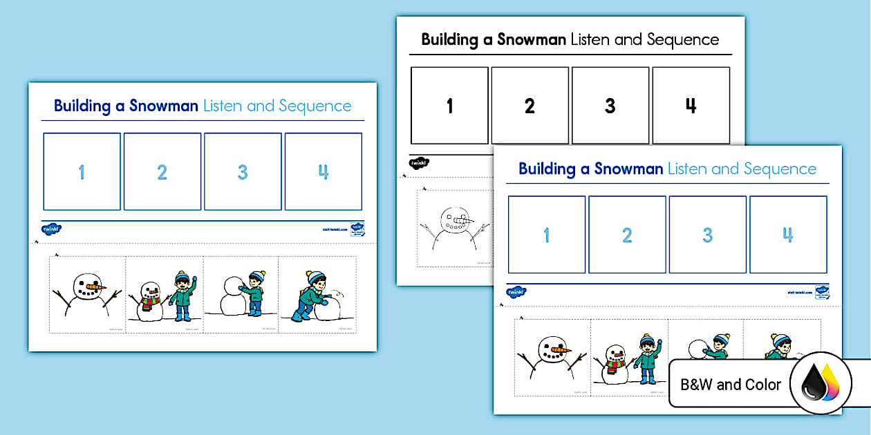 Early Childhood Building a Snowman Listen and Sequence Cut and Paste ...