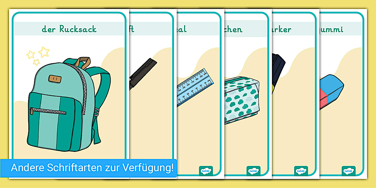 DaZ: Gegenstände im Klassenzimmer - Wort- und Bildkarten