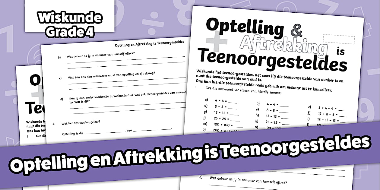 Graad 4 - Wiskunde - Kwartaal 1 - Optelling en Aftrekking is ...