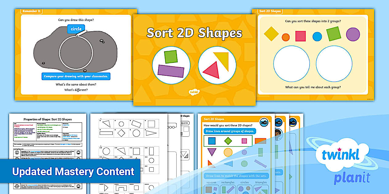 👉 Y1 Sort 2D Shapes Planit Maths Lesson 3 (Teacher-Made)