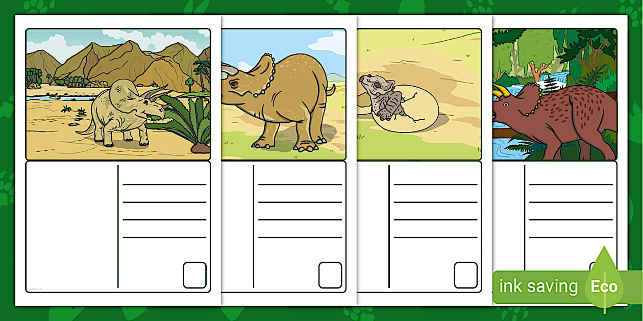 Triceratops Postcards (teacher made) - Twinkl