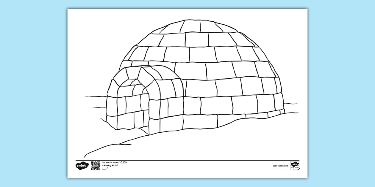 Igloo Colouring Sheet (teacher made) - Twinkl