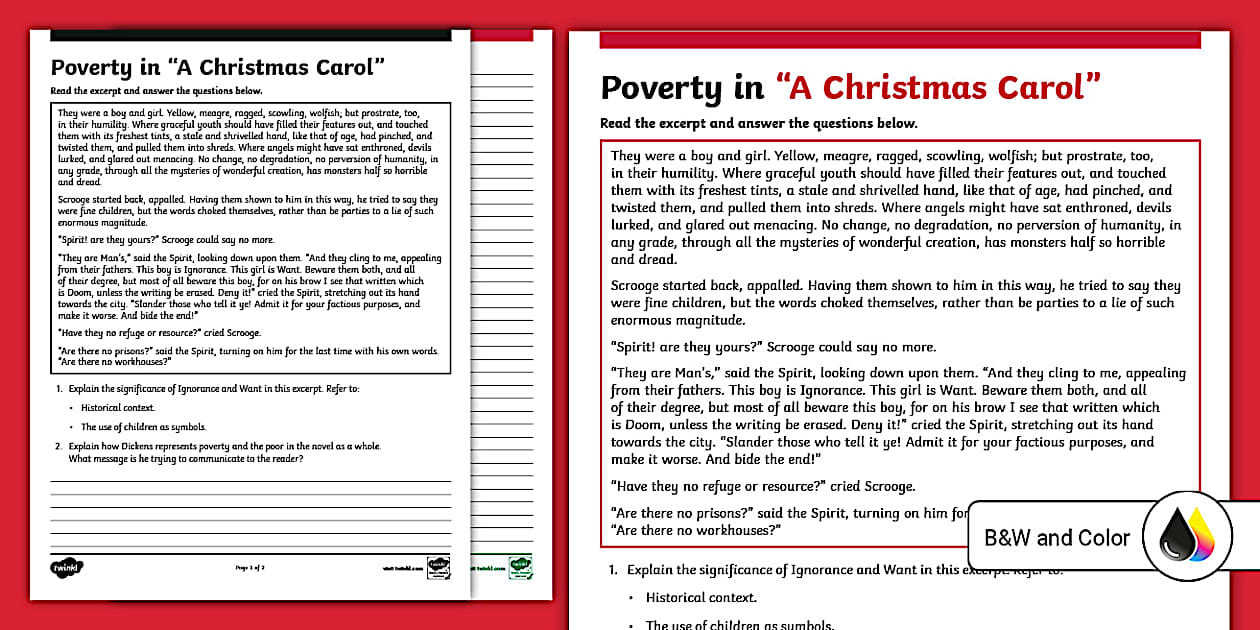 Poverty in A Christmas Carol Writing Response for 6th-8th Grade