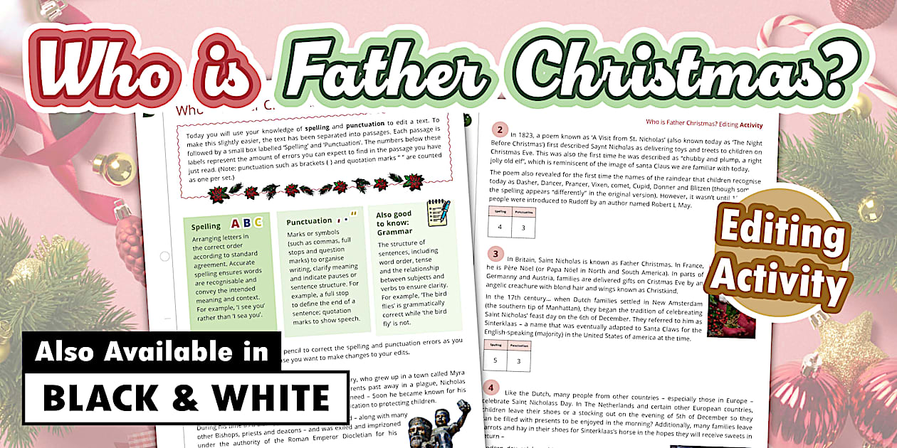 Who is Father Christmas? Editing Activity