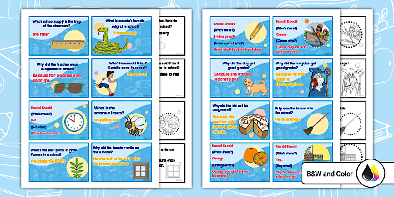 Printable Back to School Joke Cards for Kids | Twinkl USA